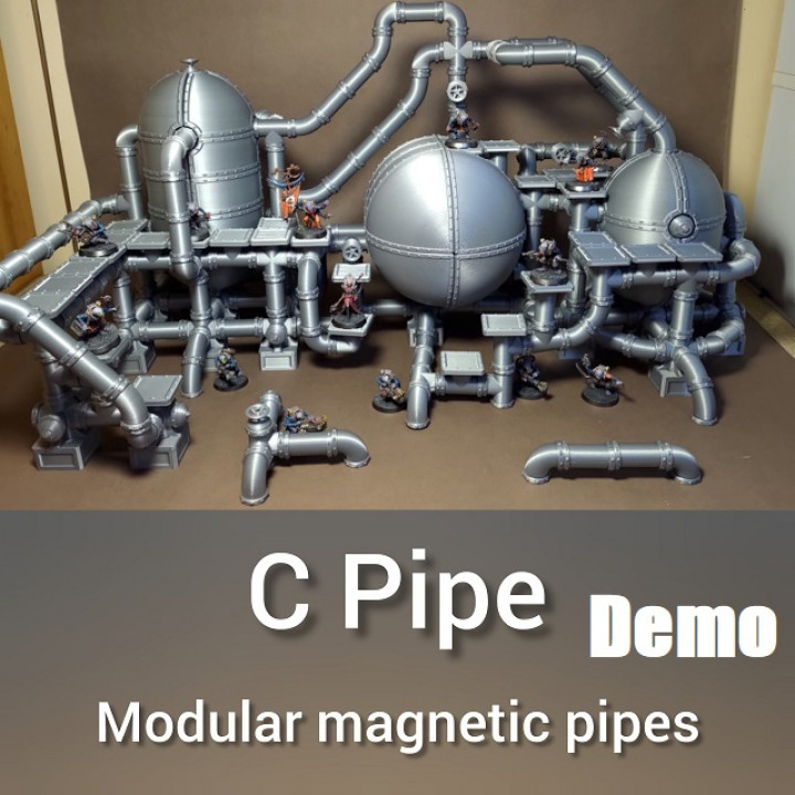 3D Printable C Pipe Demo - Modular magnetic pipes by VeryCell