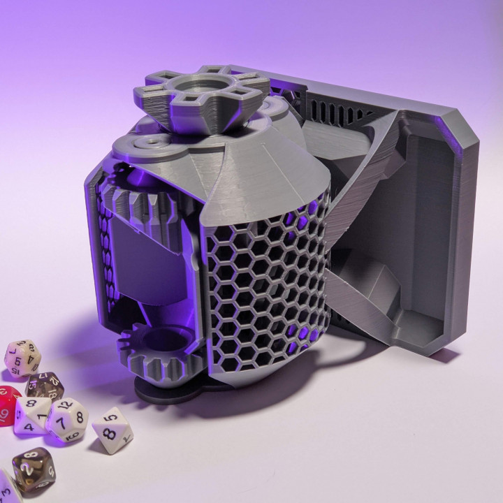 3D Printable Dice-O-Matic Geared Dice Roller by Clockspring