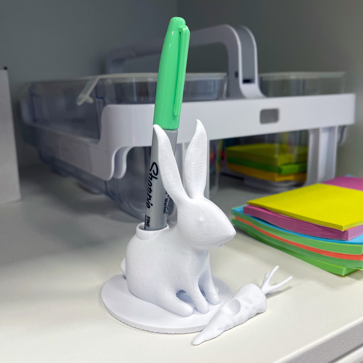 3D Printable Rabbit Sharpie holder by Philippe Barreaud