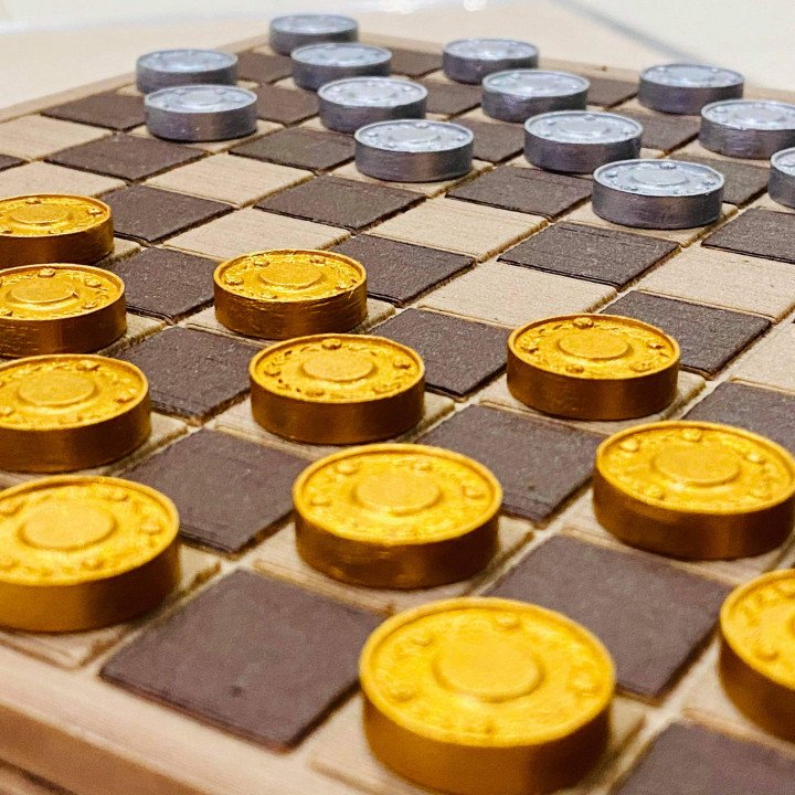 3D Printable Checkers / Draughts - Board Game by Lazy Bear