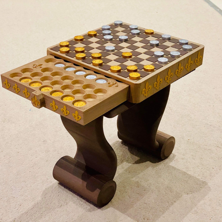 3D Printable Checkers / Draughts - Board Game by Lazy Bear