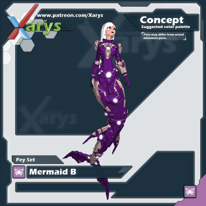 3D Printable Mermaid B by Xarys Games