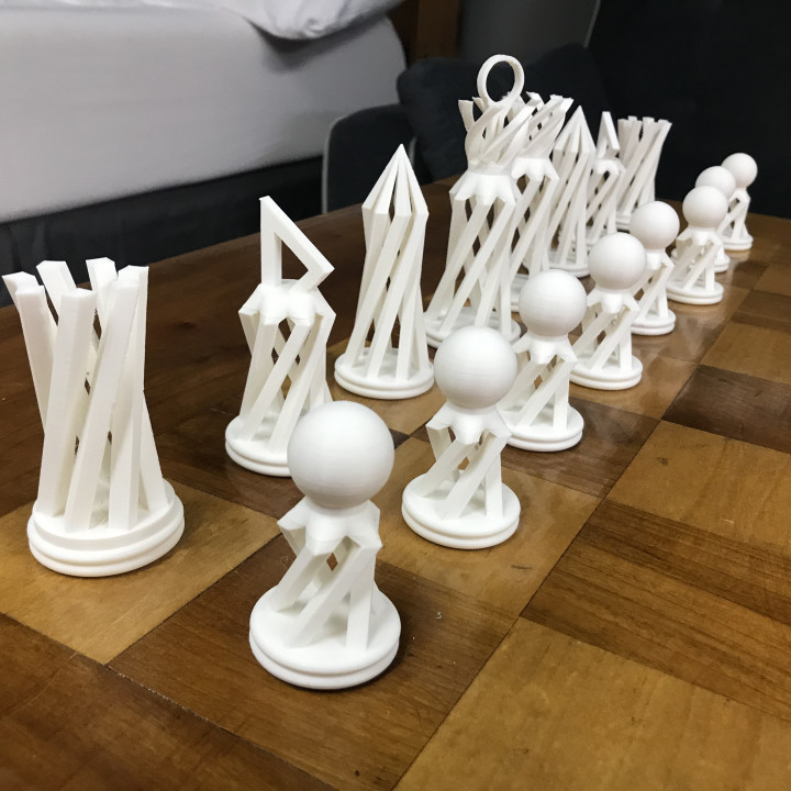 3D Printable Geometric Chess Set by Jake Mahoney