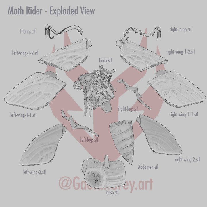 3D Printable Moth Rider - Miniature by Grinning God