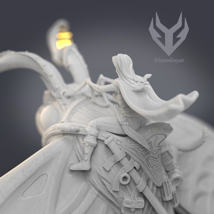 3D Printable Moth Rider - Miniature by Grinning God