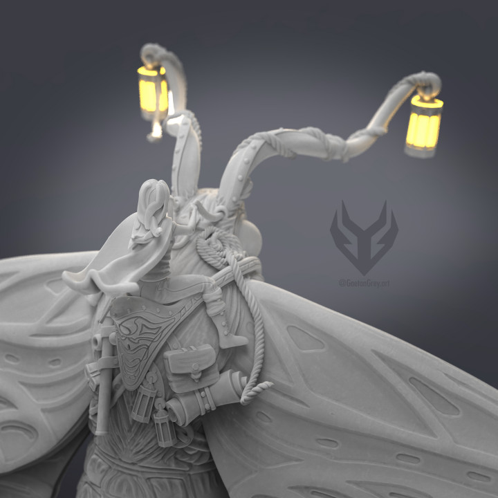 3D Printable Moth Rider - Miniature by Grinning God