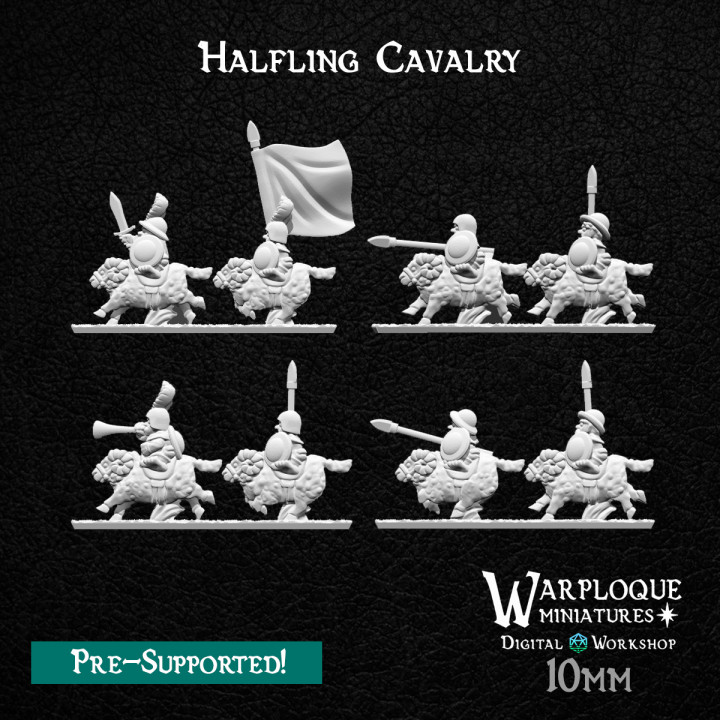 3D Printable 10mm Halfling Cavalry by Warp Miniatures