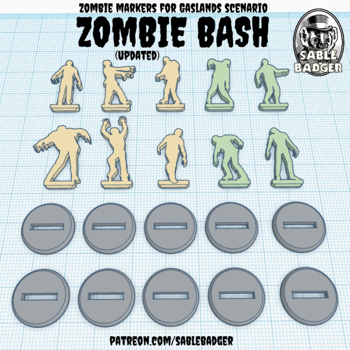 3D Printable Gaslands - Zombie markers (updated) by brander roullett