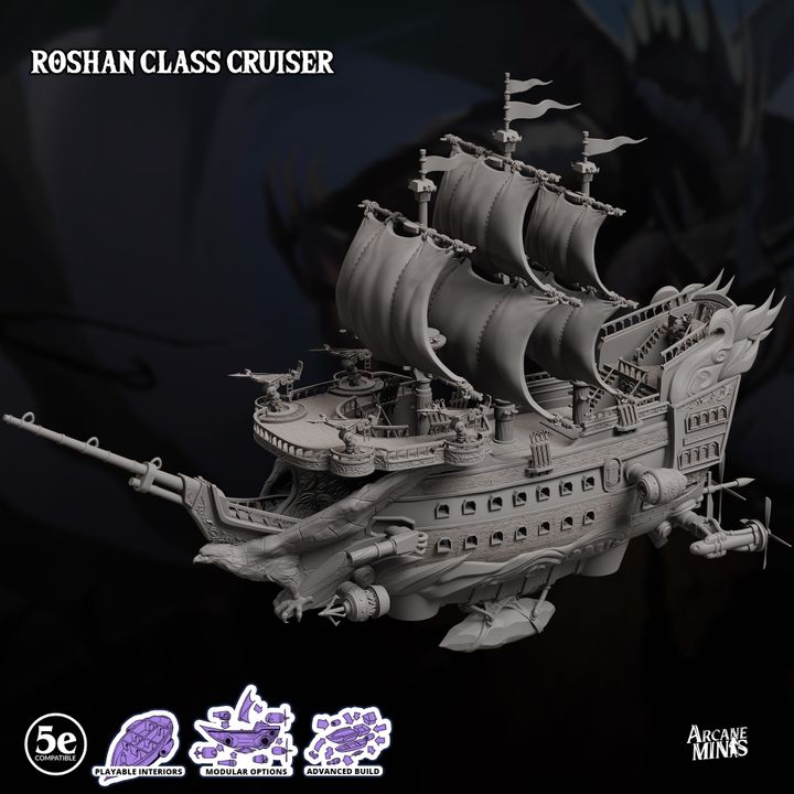 3D Printable Airship - Roshan Class Cruiser by Sordane Publishing