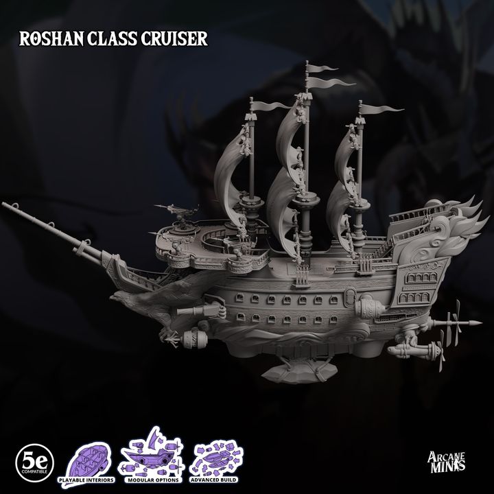 3D Printable Airship - Roshan Class Cruiser by Sordane Publishing