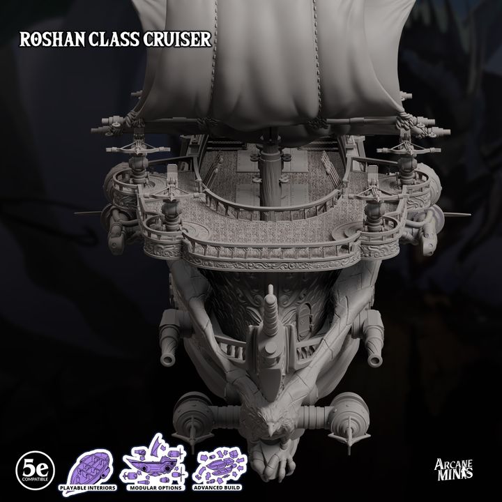 3D Printable Airship - Roshan Class Cruiser by Sordane Publishing