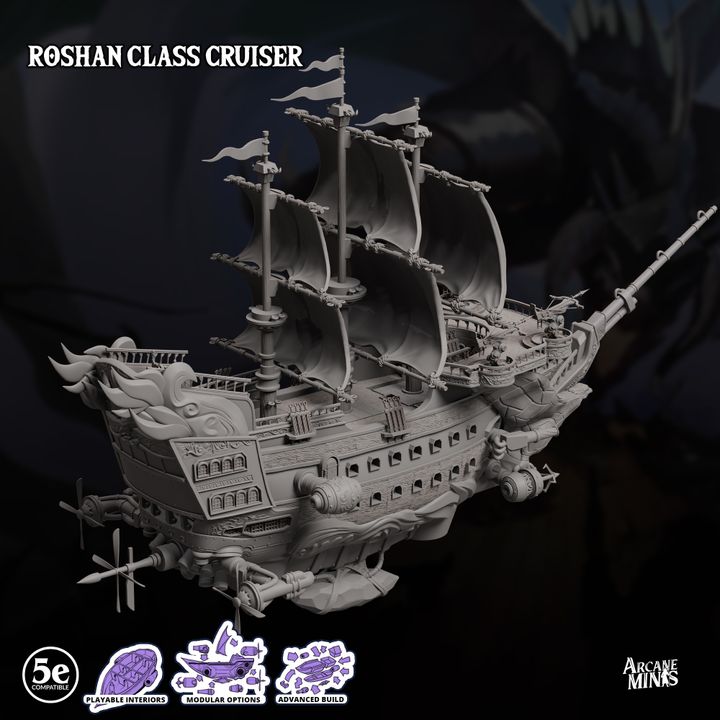 3D Printable Airship - Roshan Class Cruiser by Sordane Publishing