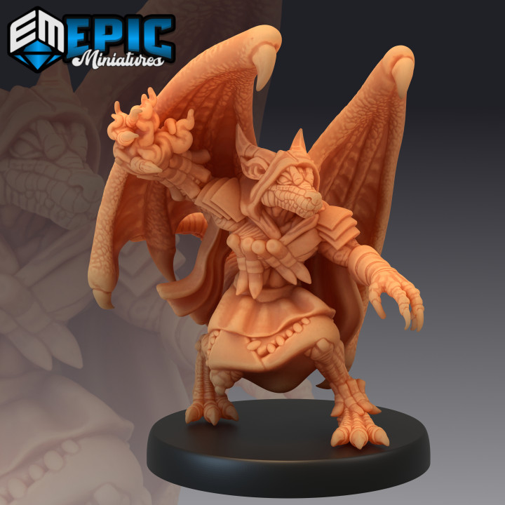 3D Printable Winged Kobold Fireball Shaman / Dragon Servant / Dragonkin ...