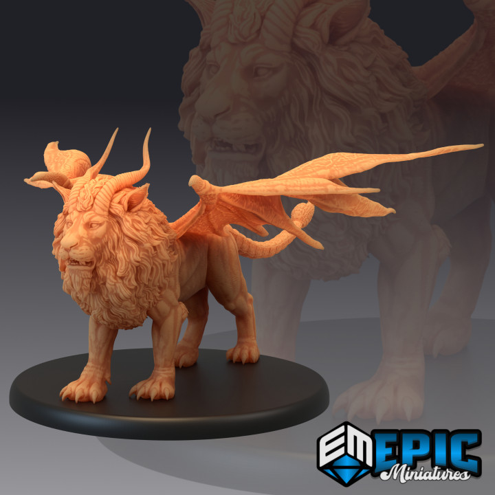 3D Printable Manticore / Mythical Desert Creature / Winged Lion ...