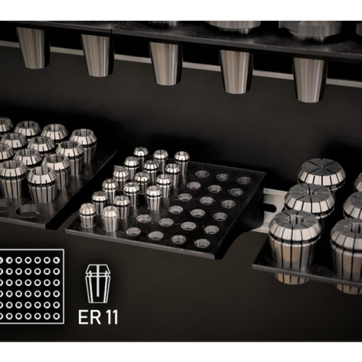 3D Printable DIN-Rail Storage | ER11 Collets by Stefan Oosterwold