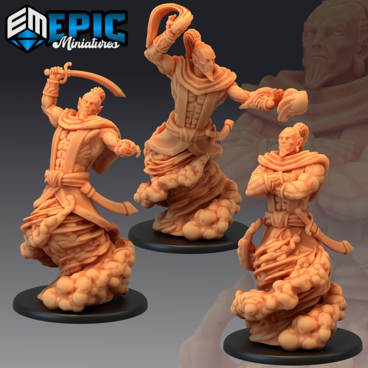 3D Printable Djinni Set / Air Elemental Genie / Oriental Djinn Magical ...