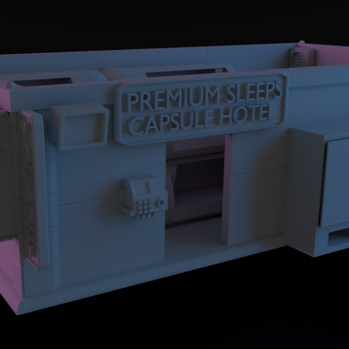 3D Printable capsule hotel - cyberpunk legacy by The Miniature Underground