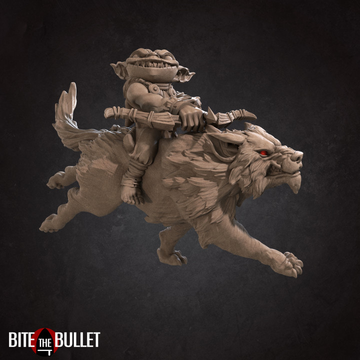 3D Printable Wolf Mounted Goblins (Archer and Ranger) by Bite the Bullet