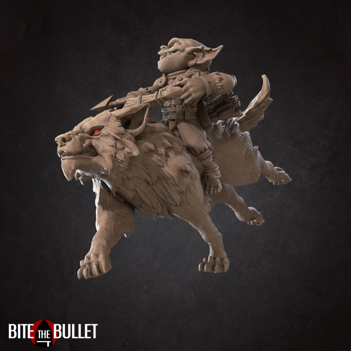 3D Printable Wolf Mounted Goblins (Archer and Ranger) by Bite the Bullet