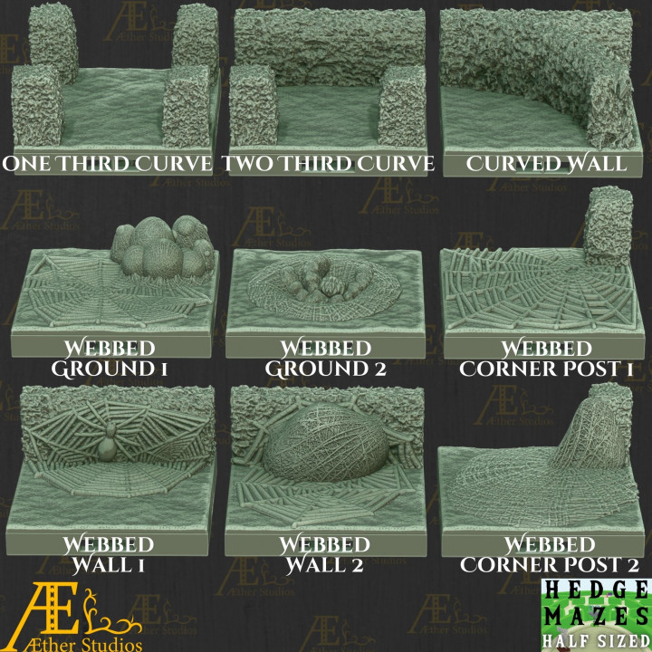 3D Printable AEHEDGE05 - Half Sized Hedges by Aether Studios