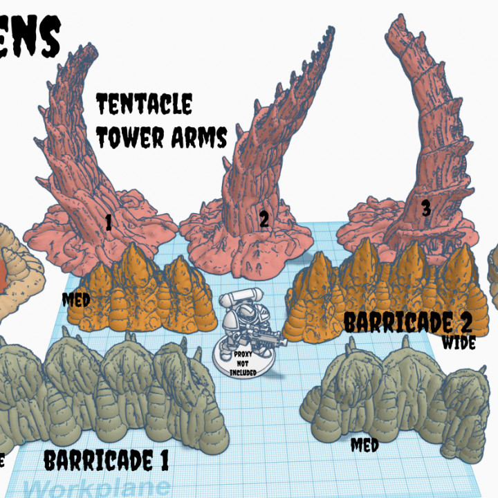 3D Printable Hive Alien - Death Pools, Tentacle Towers, and Barricades by brander roullett