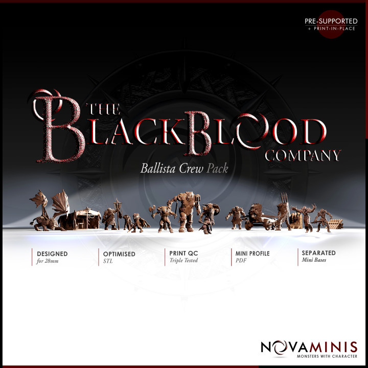 3D Printable The Black Blood Company: Ballista Crew by NovaMinis
