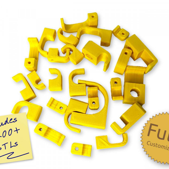 3D Printable Fully Customizable Cable Clip with Nail Hole by Code and Make