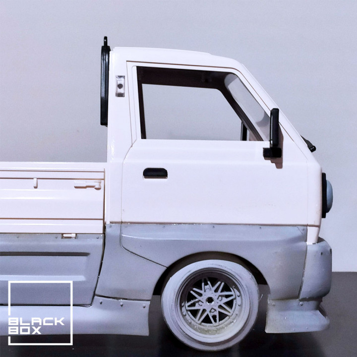 3D Printable WPL D12 RC Complete Bodykit Widebody and WING by black-box-MINIATURES STL
