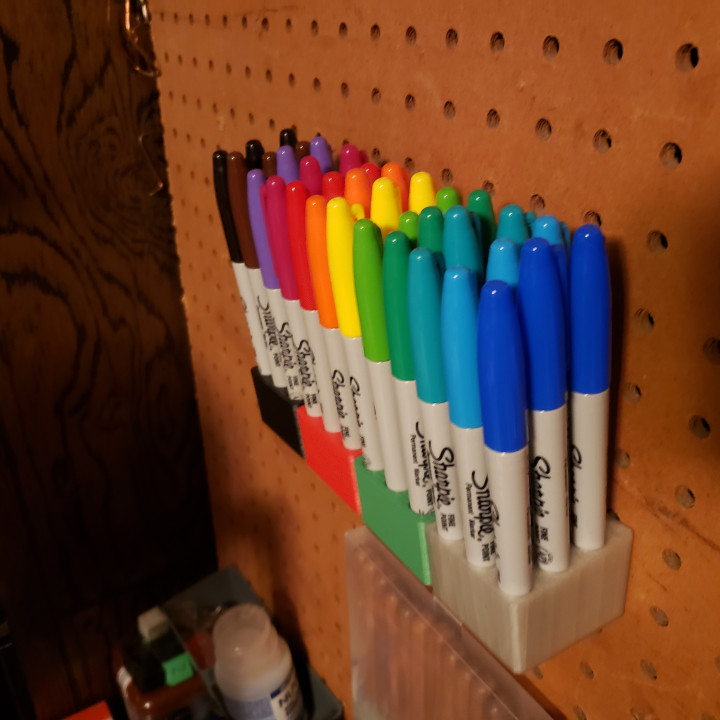 3D Printable Pegboard Sharpie Holder by Tyler Martin