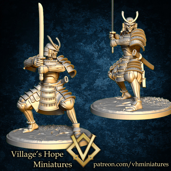 3D Printable samurai miniatures by Village's Hope Miniatures