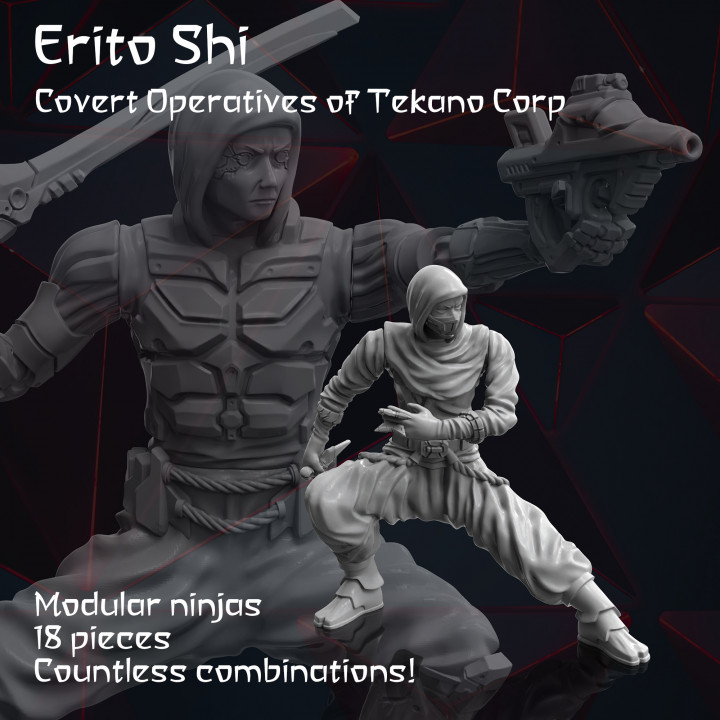 3D Printable Modular Sci-Fi Ninjas - Tekano Corp Collection by Print Minis