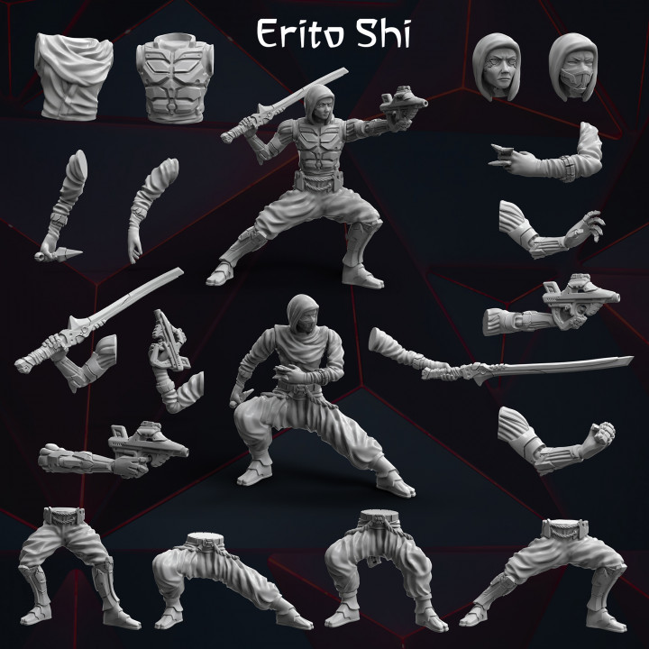 3D Printable Modular Sci-Fi Ninjas - Tekano Corp Collection by Print Minis