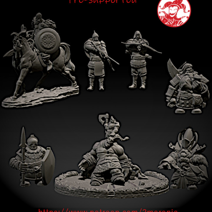 3D Printable Dwarfs, Humans and Diorama bundle 3 by 2moronic miniatures