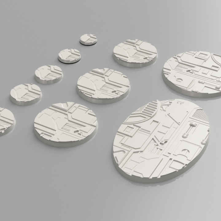 3D Printable Industrial Figurine Bases Set 1_1 by Fr3D @ The3DPrinting