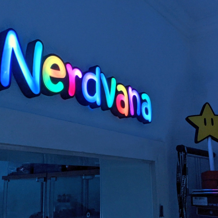 3D Printable Nerdvana marquee by Blech Eimer