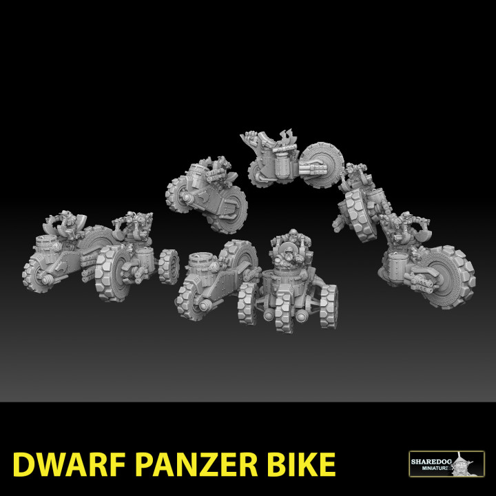 3D Printable Dwarf Panzer Bike by Sharedog Miniatures