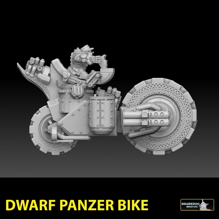 3D Printable Dwarf Panzer Bike by Sharedog Miniatures