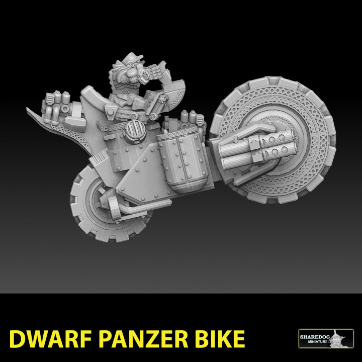 3D Printable Dwarf Panzer Bike by Sharedog Miniatures