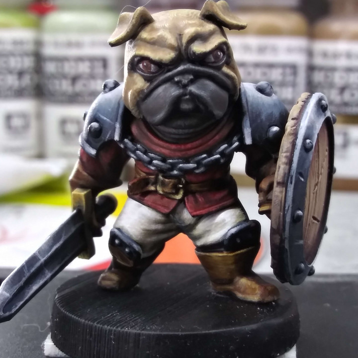 3D Print of Barkonian Pug Shield Warrior by BrendanMcAlright