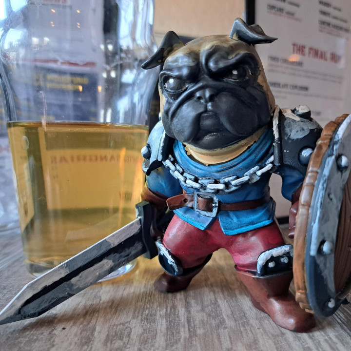 3D Print of Barkonian Pug Shield Warrior by ChaoticSun