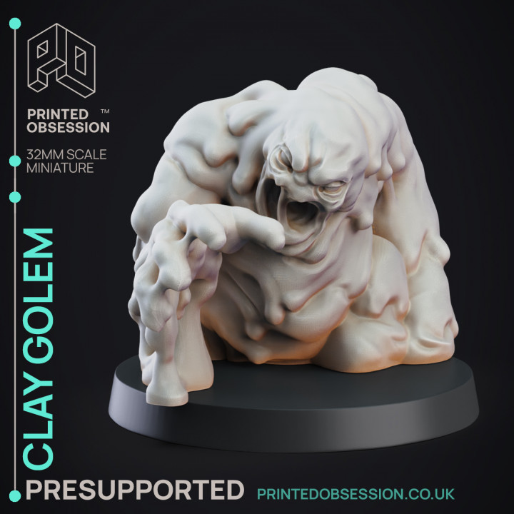 3D Printable Clay Golem - Construct - PRESUPPORTED - 32mm D&D by ...