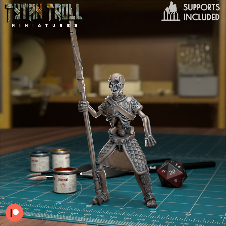 3D Printable Crypt Skeleton 003 [Pre-Supported] by TytanTroll Miniatures