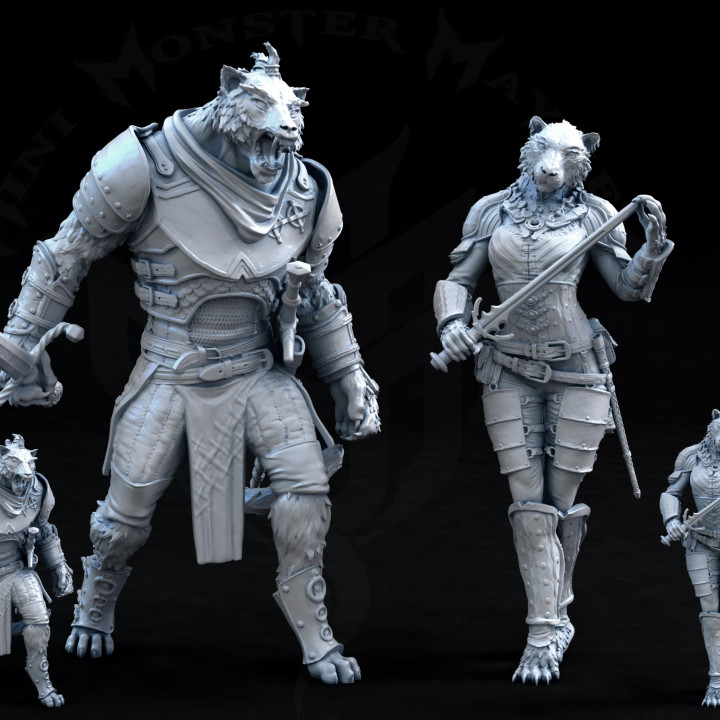 3D Printable Cat Kin male and female(30-40mm scale) by Mini Monster Mayhem