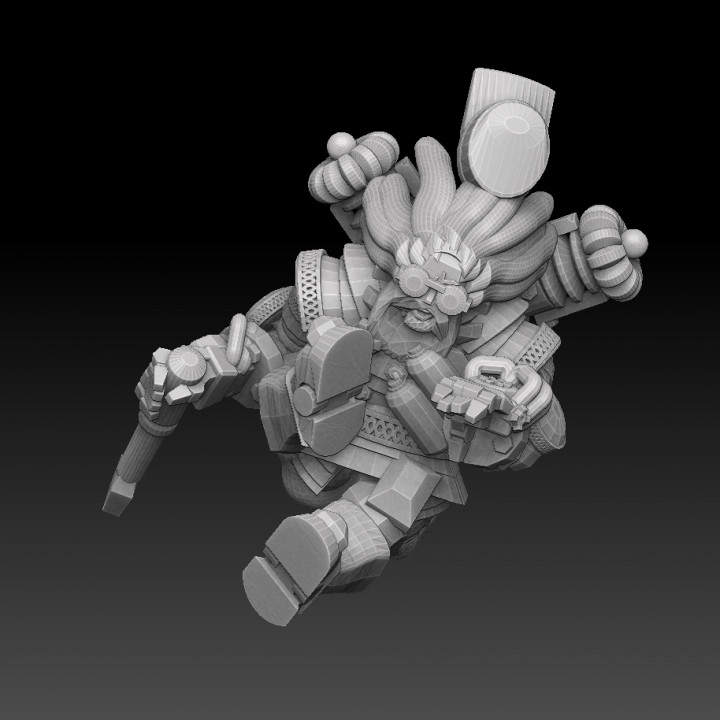 3D Printable Dwarf Rocket Knarr Crew by Sharedog Miniatures