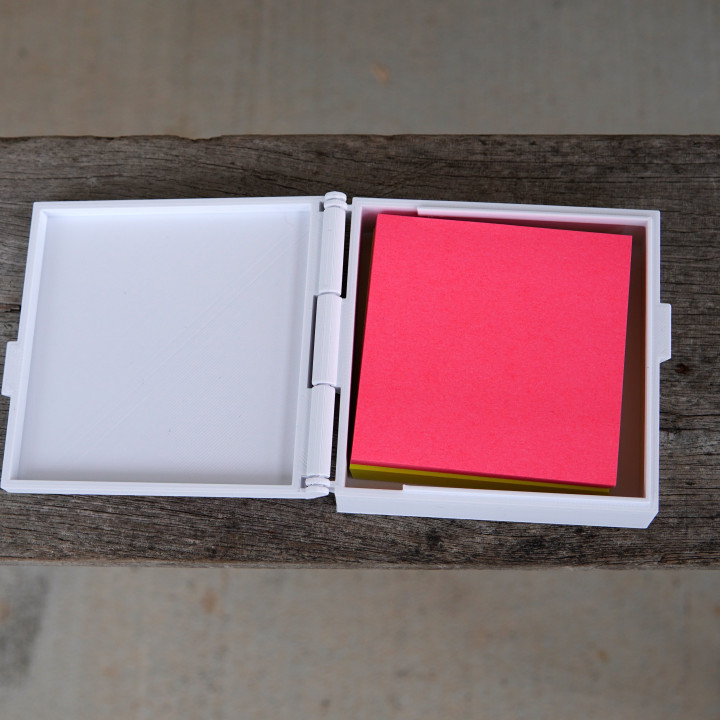 3D Printable Post it box (hinged, print in place) by Philippe Barreaud
