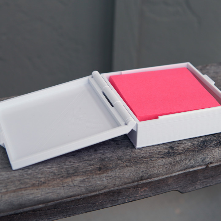 3D Printable Post it box (hinged, print in place) by Philippe Barreaud