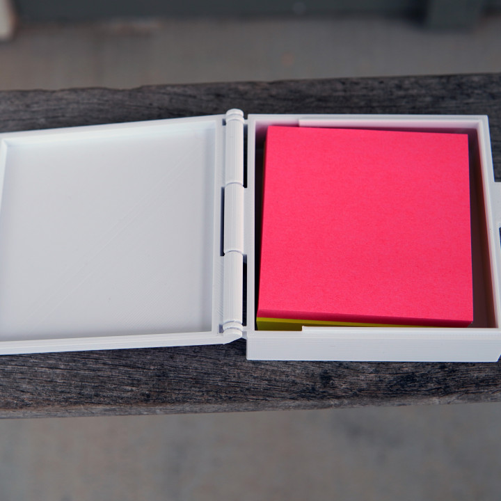 3D Printable Post it box (hinged, print in place) by Philippe Barreaud