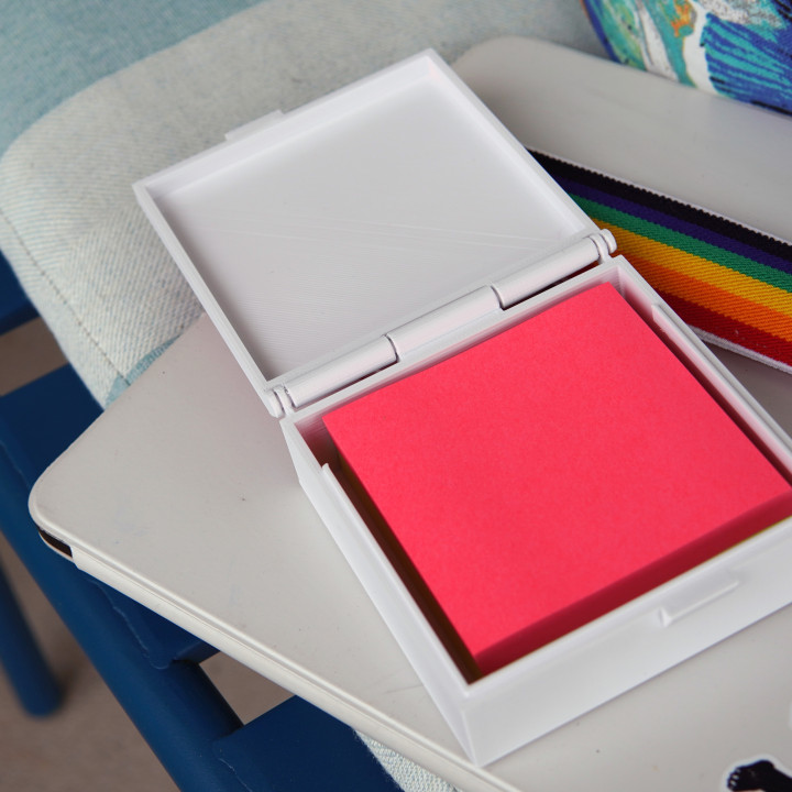 3D Printable Post it box (hinged, print in place) by Philippe Barreaud