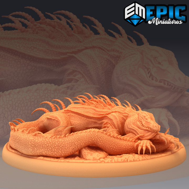 3D Printable Lava Crocodile Asleep / Volcano Alligator / Fire Reptile ...