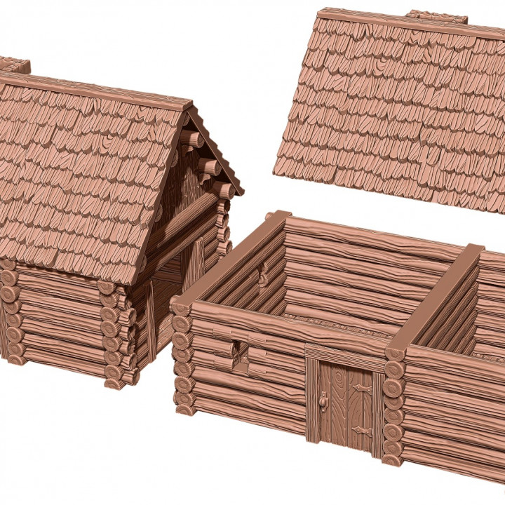 3D Printable Russian log house, 2 models - Wargame 28mm by Eskice ...
